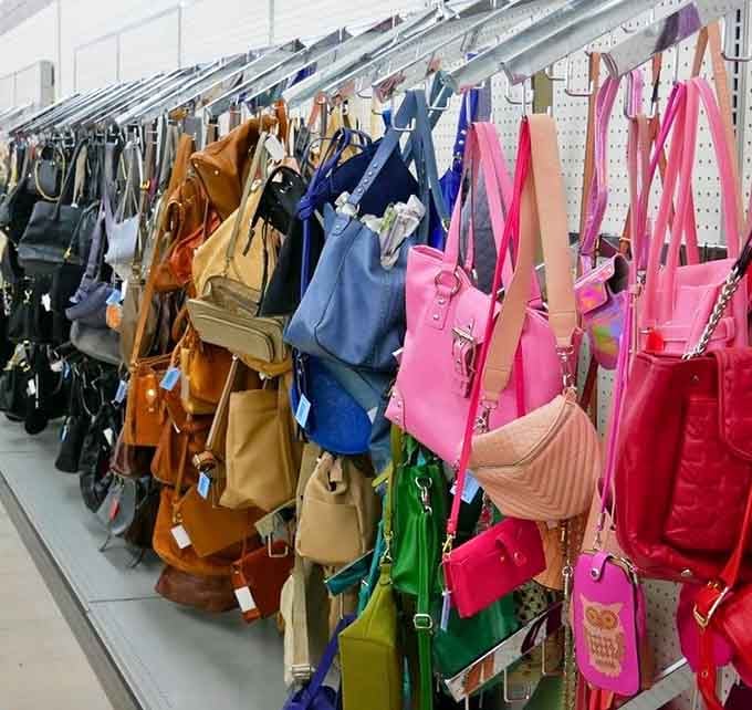 Every shade of handbag imaginable, from subtle earth tones to hot pink statements that refuse to whisper.