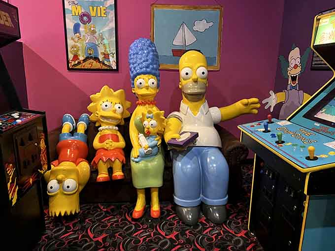 The whole Simpson family frozen in plastic glory, reminding you when TV dinners meant something completely different.
