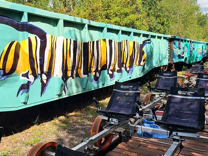 Butterflies and blooms transform old freight cars into rolling art galleries that Monet would've pedaled to see.