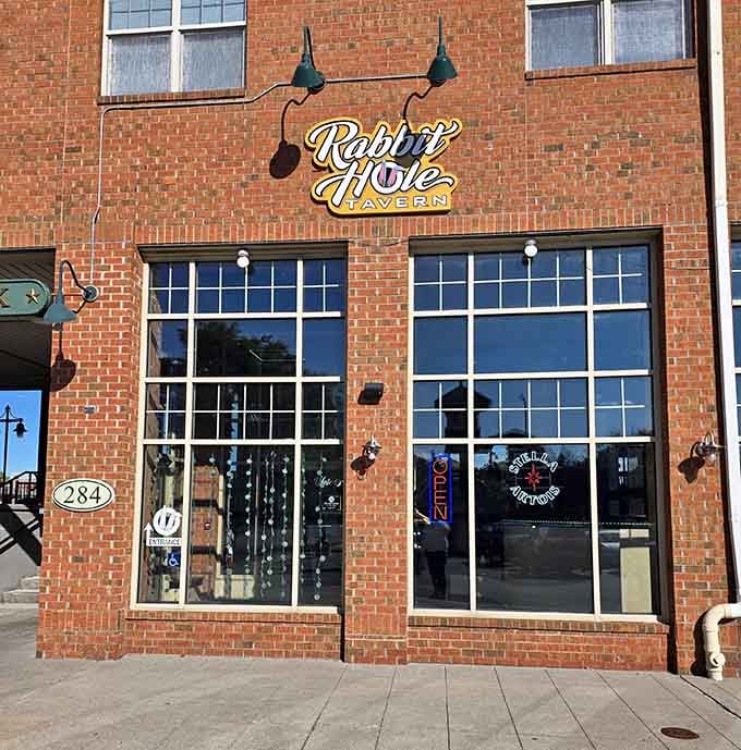 Rabbit Hole Tavern's playful exterior promises the kind of fun that doesn't require a trust fund.