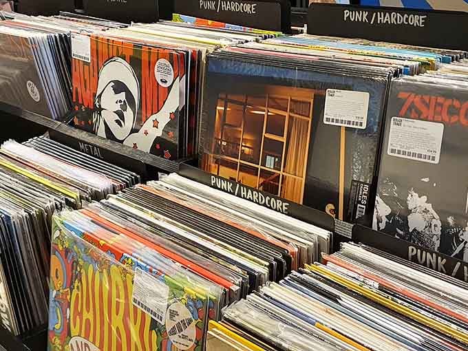Punk and hardcore records lined up like leather-jacketed soldiers ready to assault your eardrums with glorious noise.