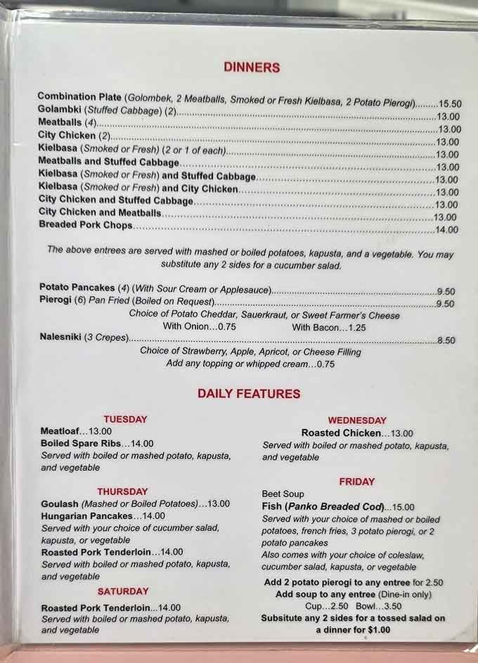 This menu reads like a Polish grandmother's greatest hits album, and every track is a certified banger.