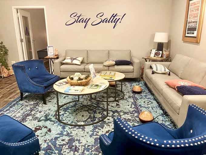 That "Stay Salty" motto on the wall? Best life advice you'll get all week, honestly.