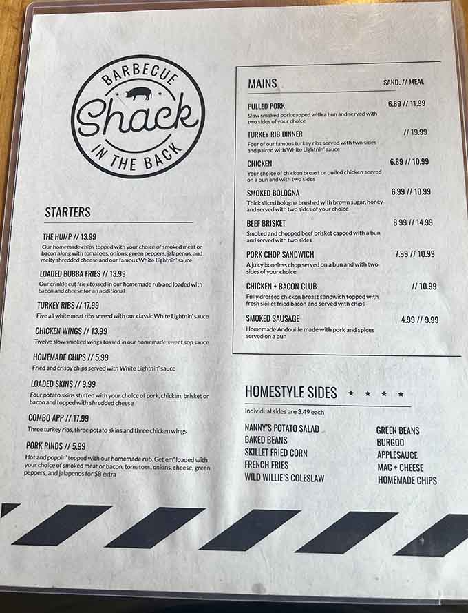 When a menu features turkey ribs and White Lightnin' sauce, you know you're in for something special.