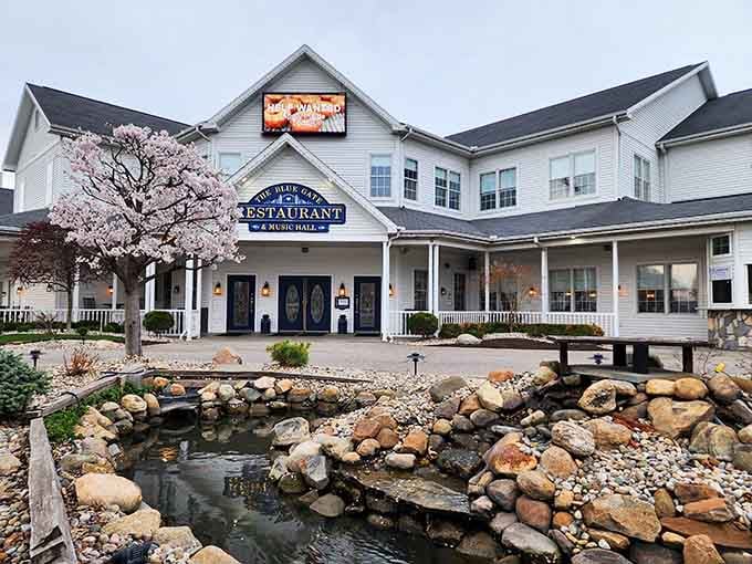 The Blue Gate Restaurant sits pretty with its koi pond, because even fish deserve ambiance with their meals.