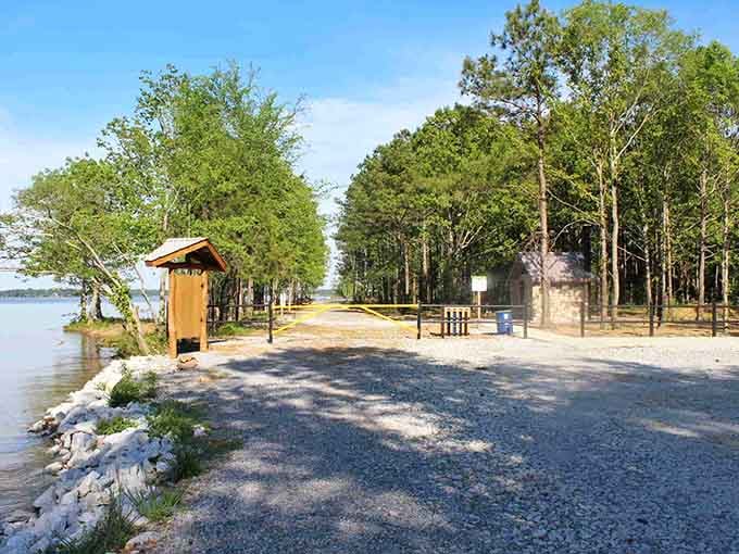 That gravel path leads straight to waterfront bliss, no GPS required for this simple pleasure.