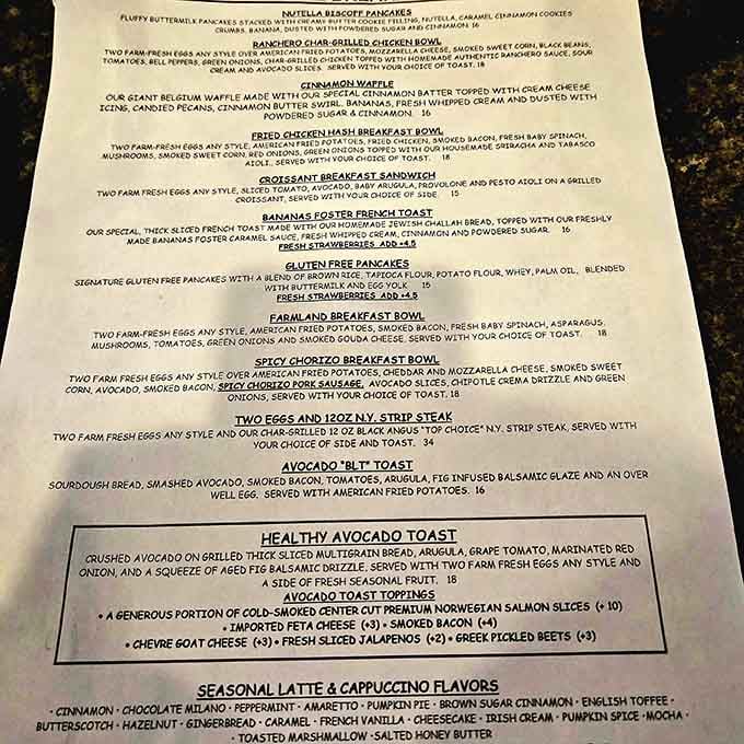 This menu reads like a love letter to breakfast, offering everything your hungry heart could desire.