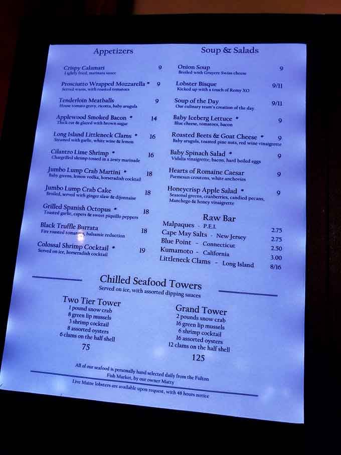 When your menu features both Jumbo Lump Crab Martini and a Grand Tower of seafood, you're clearly not messing around here.