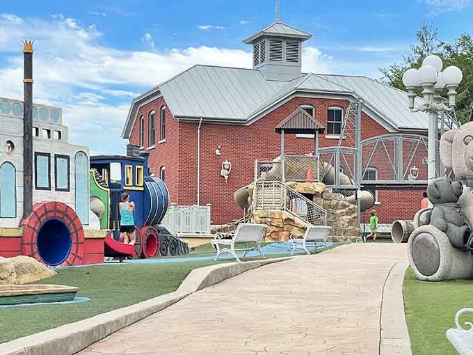 Giant teddy bears and creative play structures prove that childhood imagination never really has to grow up completely.