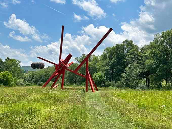 Red steel beams reaching skyward, proving that geometry class was actually preparing you for this moment.
