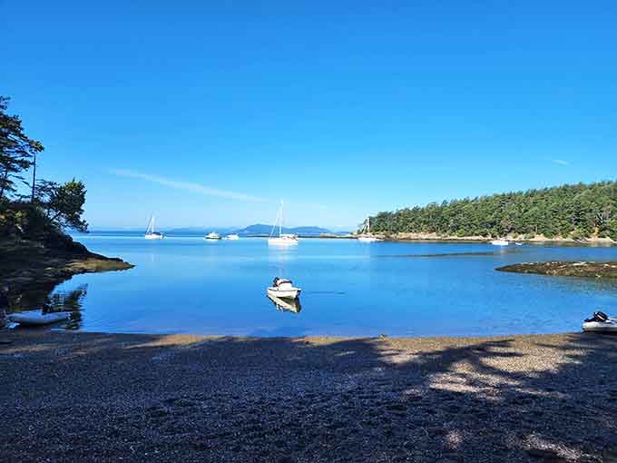 When the water's this calm and blue, you understand why boaters guard this secret like grandma's cookie recipe.