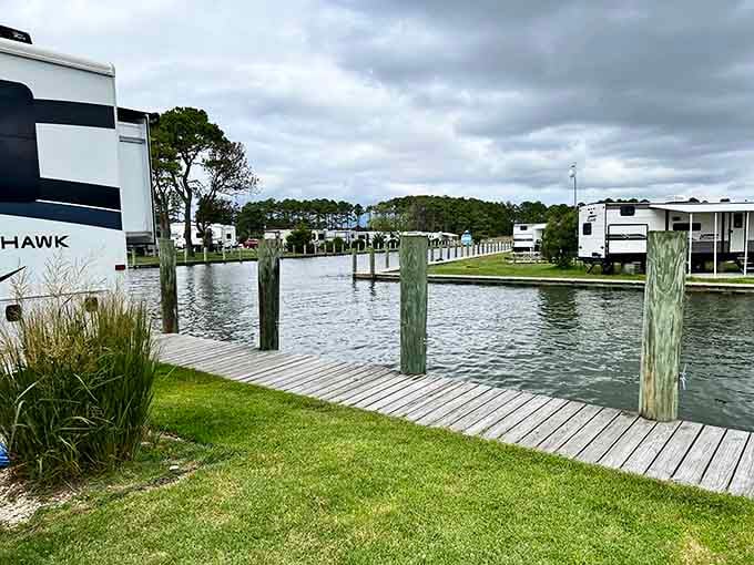 Modern RVs meet Old West charm at these waterfront sites where cowboys never actually needed boat slips.