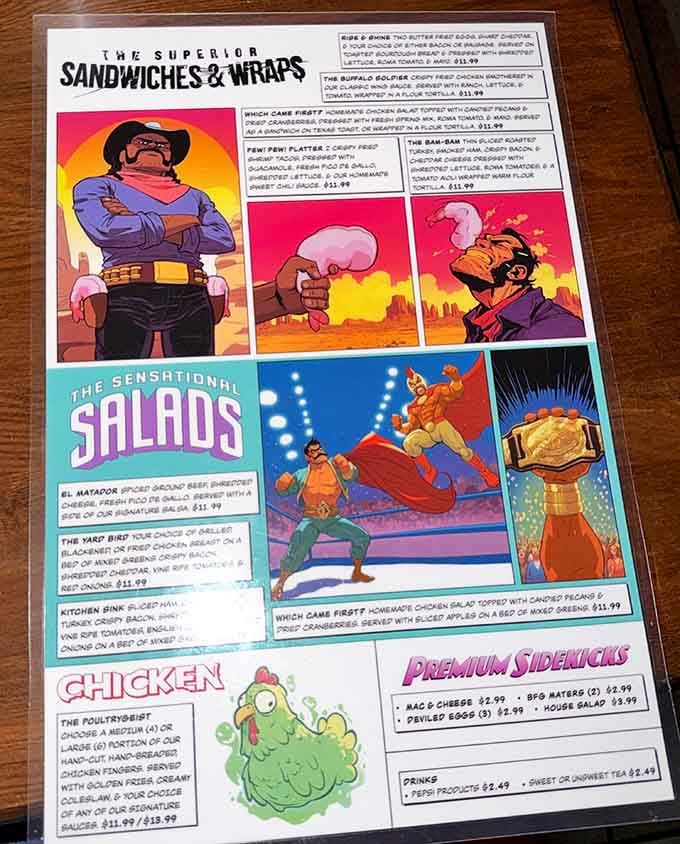 Menu items with names this creative deserve your full attention and probably multiple return visits to try.