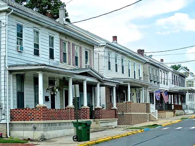 Classic row houses with brick porches tell stories of generations who built their lives in coal country.