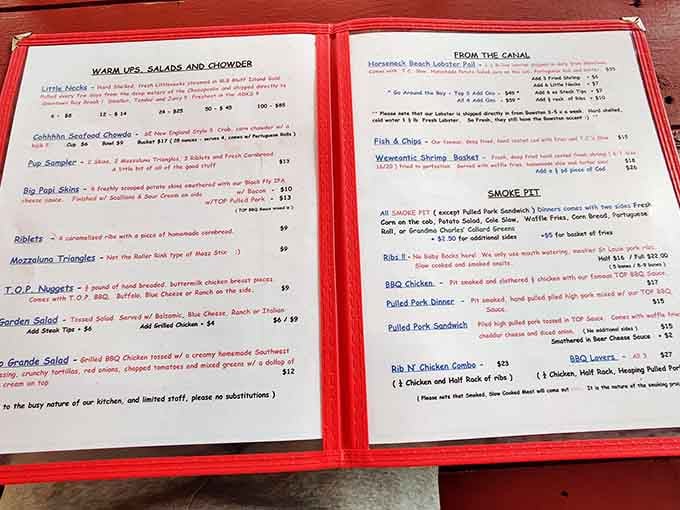 When the menu requires this much reading, you know you're in for some serious eating decisions ahead.