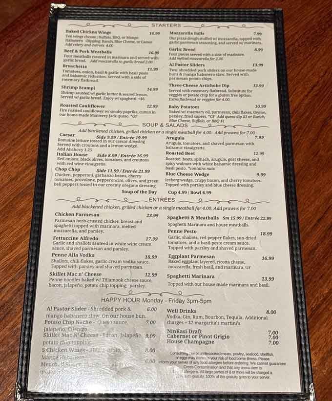This menu reads like a love letter to carbs, with pasta-topped pizzas that defy convention beautifully.