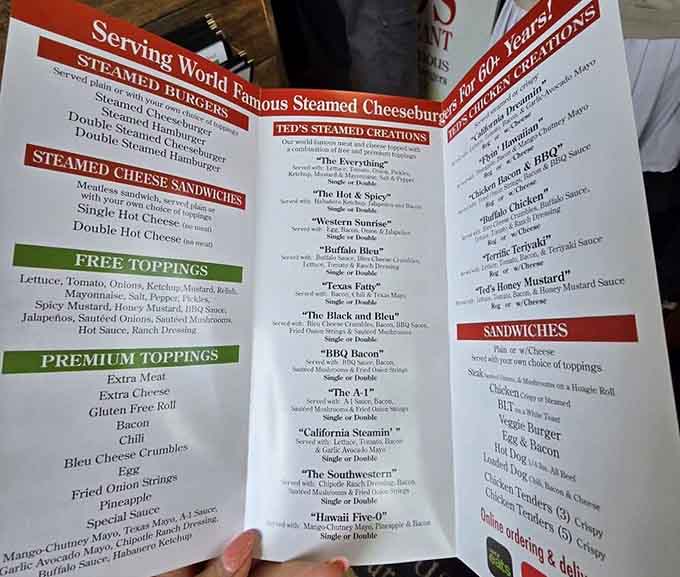 When a menu proudly lists "California Steamin'" and "Hawaii Five-O," you know someone's having fun while taking their burgers seriously.