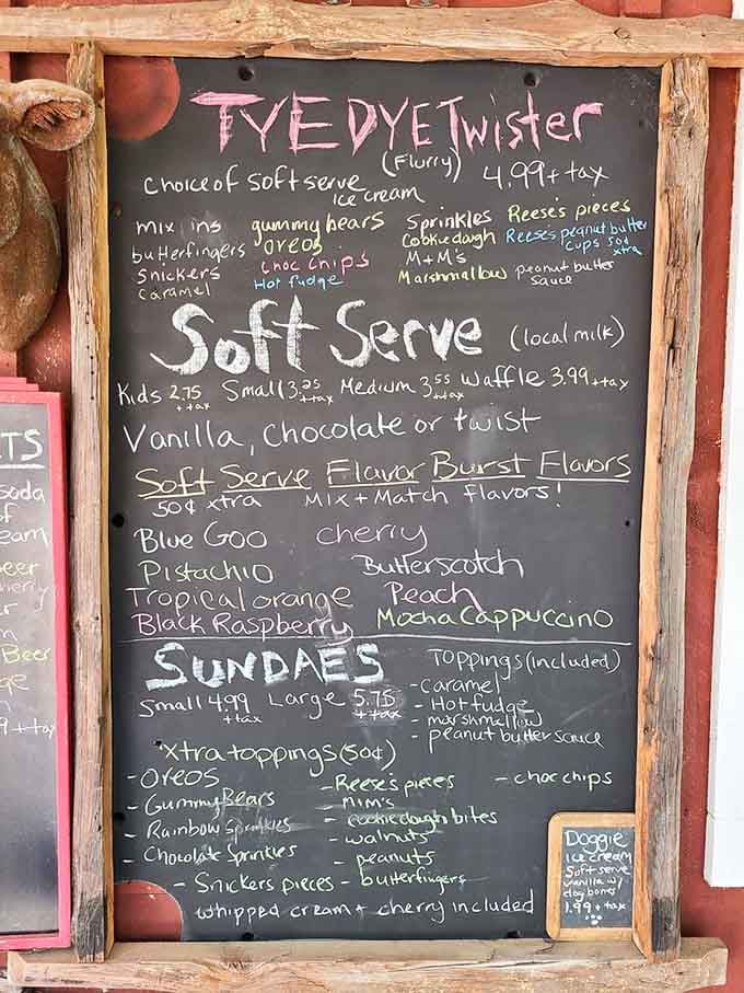 When the menu board offers this many mix-in options, you know someone understands ice cream democracy.