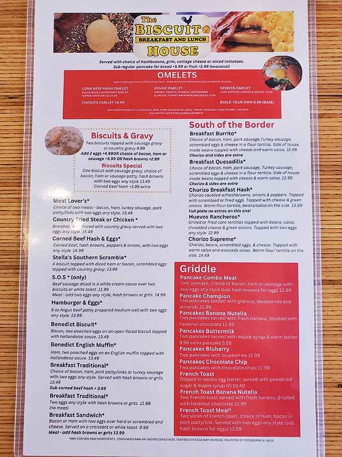 This menu reads like a love letter to breakfast, with enough options to make every morning feel like Saturday.