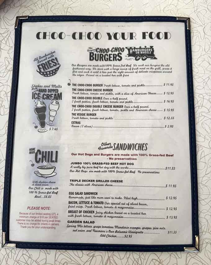 When your menu promises to "Choo-Choo Your Food," you know you've found something gloriously different from ordinary restaurants.
