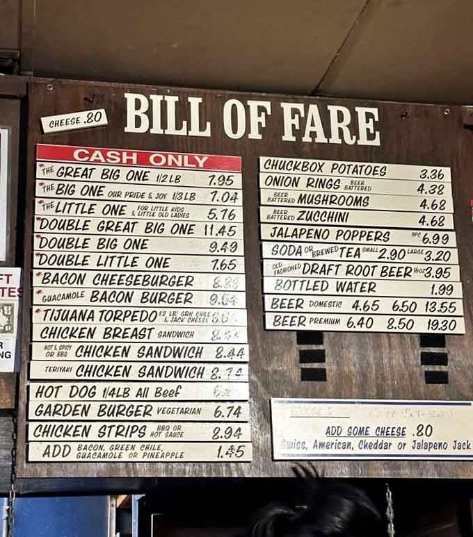 A menu board that proves simplicity beats complexity every single time, especially when mesquite's involved.