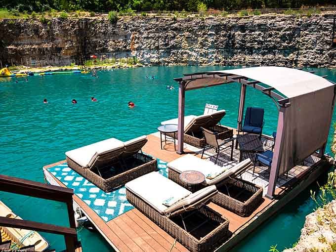 Floating luxury on a quarry lake proves Missourians know how to vacation without leaving the state.