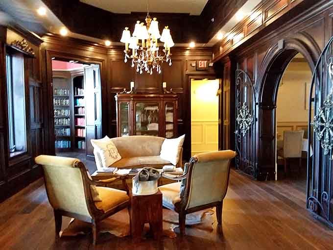 This cozy study proves that even castles need a spot for quiet contemplation and pretending to read.