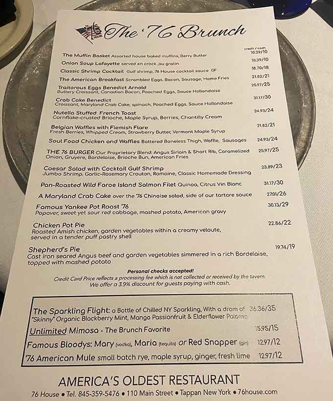 The brunch menu reads like a delicious history lesson, with dishes that honor the past while satisfying modern appetites.