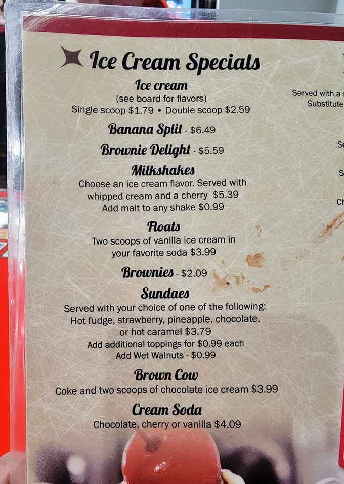 This menu reads like a love letter to your childhood, written in hot fudge and whipped cream.