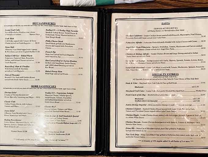 This menu reads like a love letter to American comfort food, with enough variety to satisfy any craving.