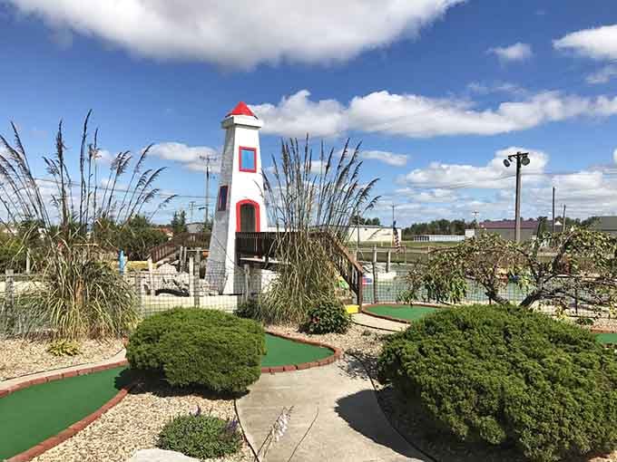 Miniature lighthouses and winding greens create putting challenges that'll test your skills and your family's patience equally.