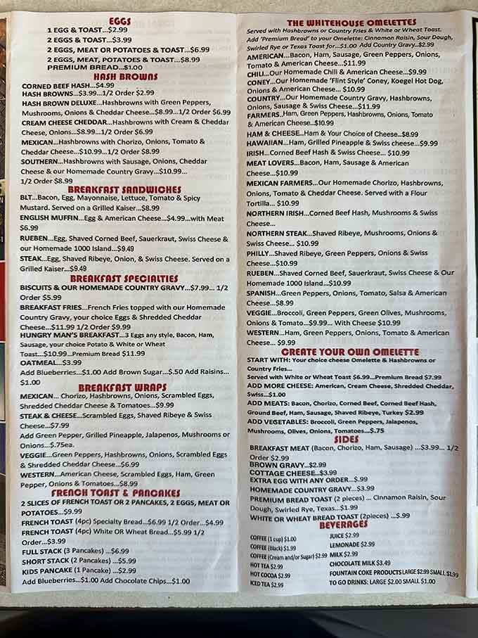 The menu reads like a love letter to American diner classics, with portions that defy logic.