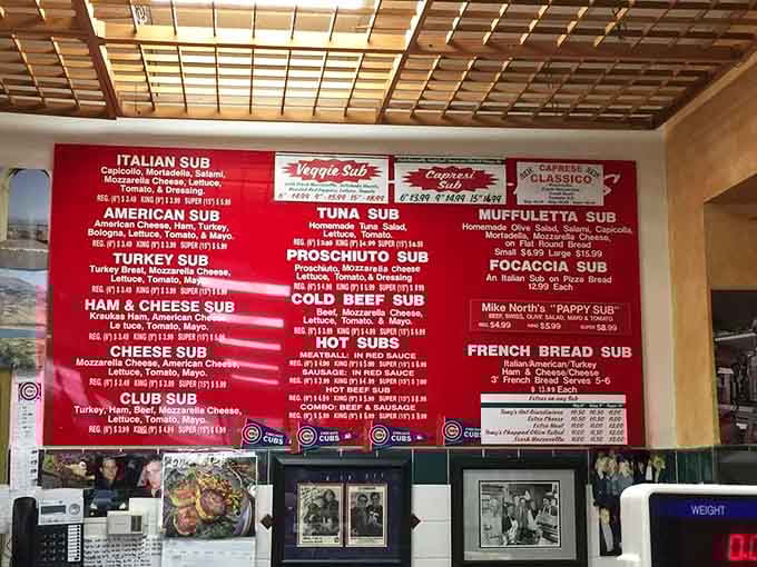 This menu board isn't just listing sandwiches; it's basically issuing a delicious challenge to your appetite and dignity.