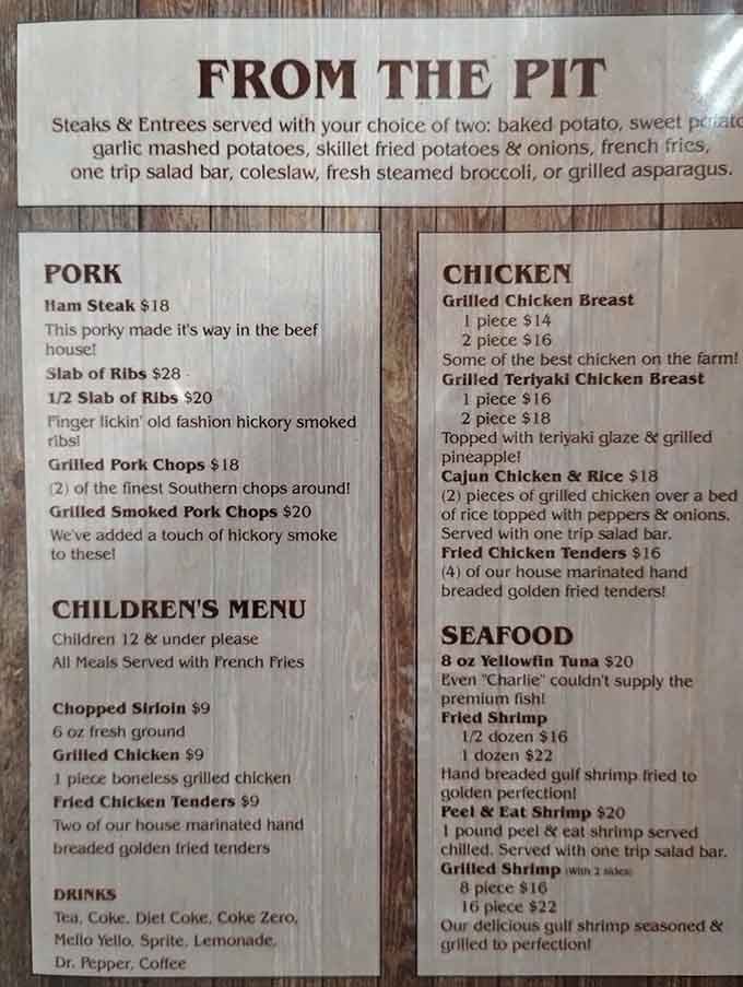 The menu reads like a carnivore's greatest hits album, with every track worth playing twice.