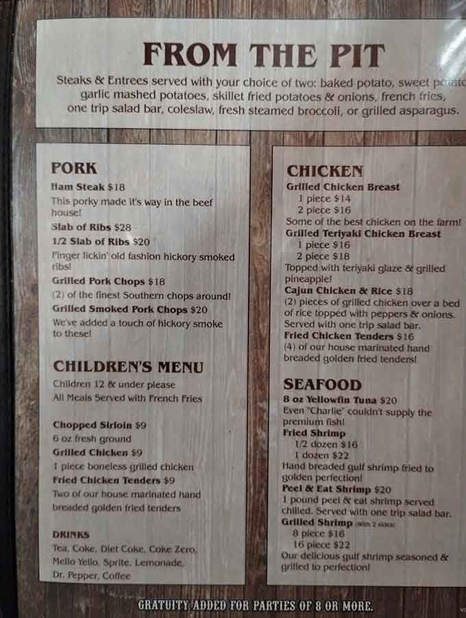 This menu reads like a love letter to carnivores, with options that'll make your mouth water before you finish reading.