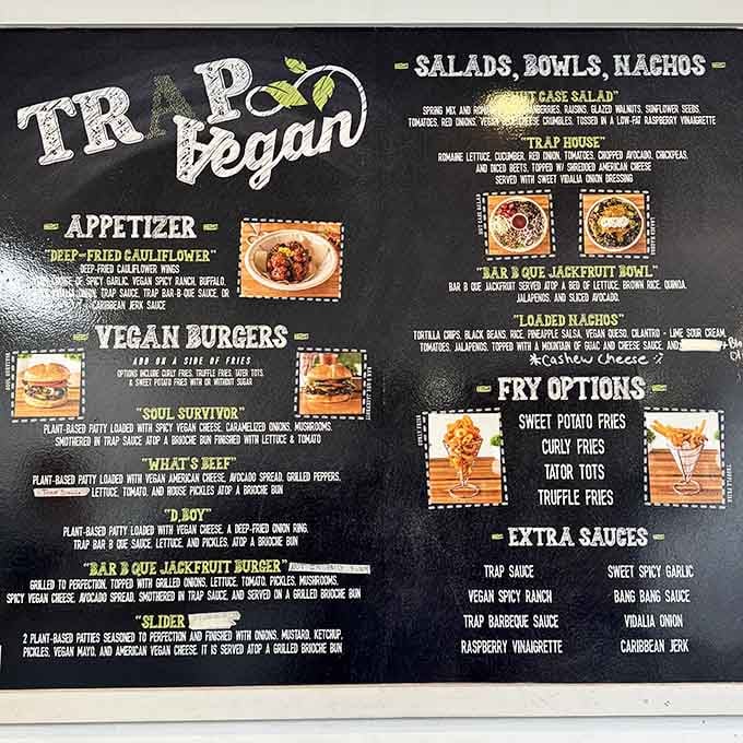 A menu board that reads like your favorite comfort foods got a brilliant plant-based makeover &ndash; genius.