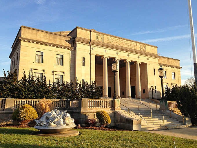 The Trenton War Memorial's golden glow at sunset reminds you that some things are worth more than money.