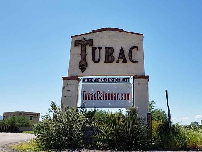 Where art and history meet, this sign welcomes you to Arizona's oldest European settlement.