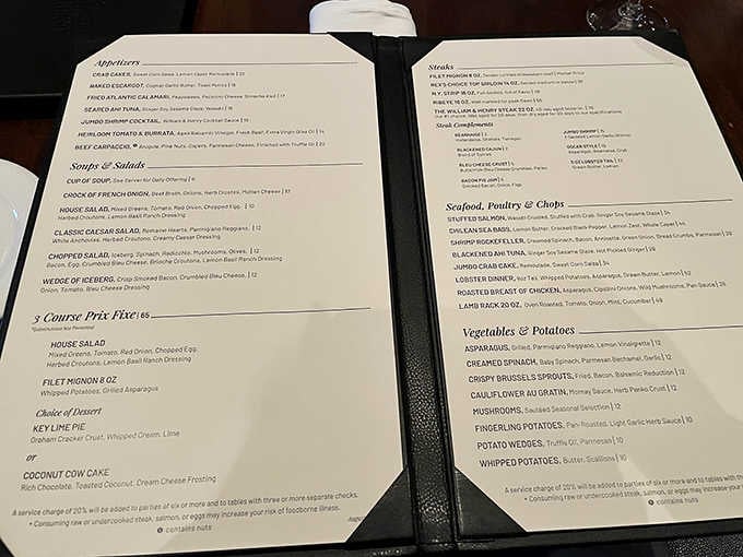 A steakhouse menu that respects the classics while offering enough variety to keep things interesting every visit.