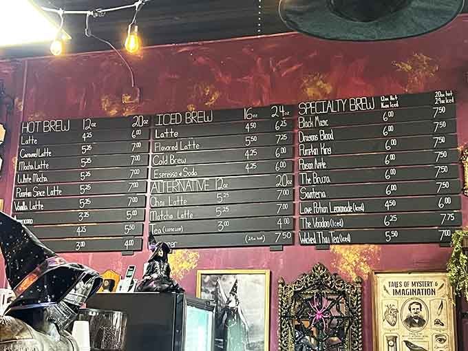 The handwritten menu reveals specialty brews and creative concoctions that'll make your usual order seem downright boring.
