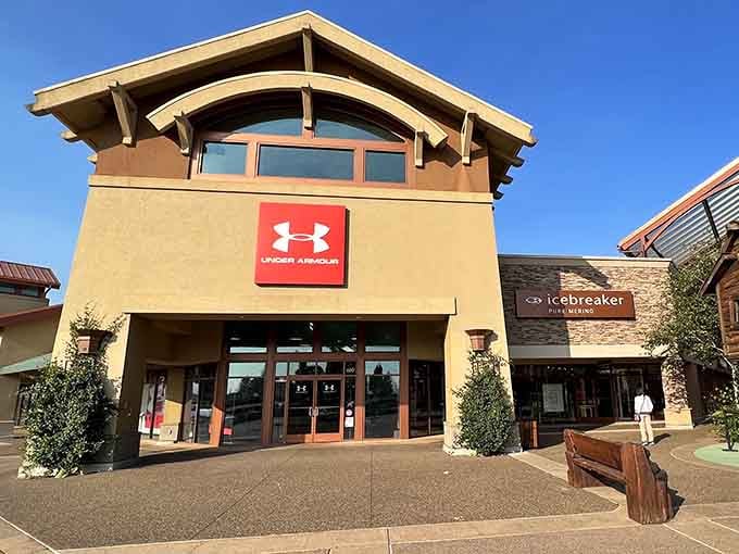 Under Armour beckons with athletic gear that'll make you feel sporty, even if your main exercise is power shopping.