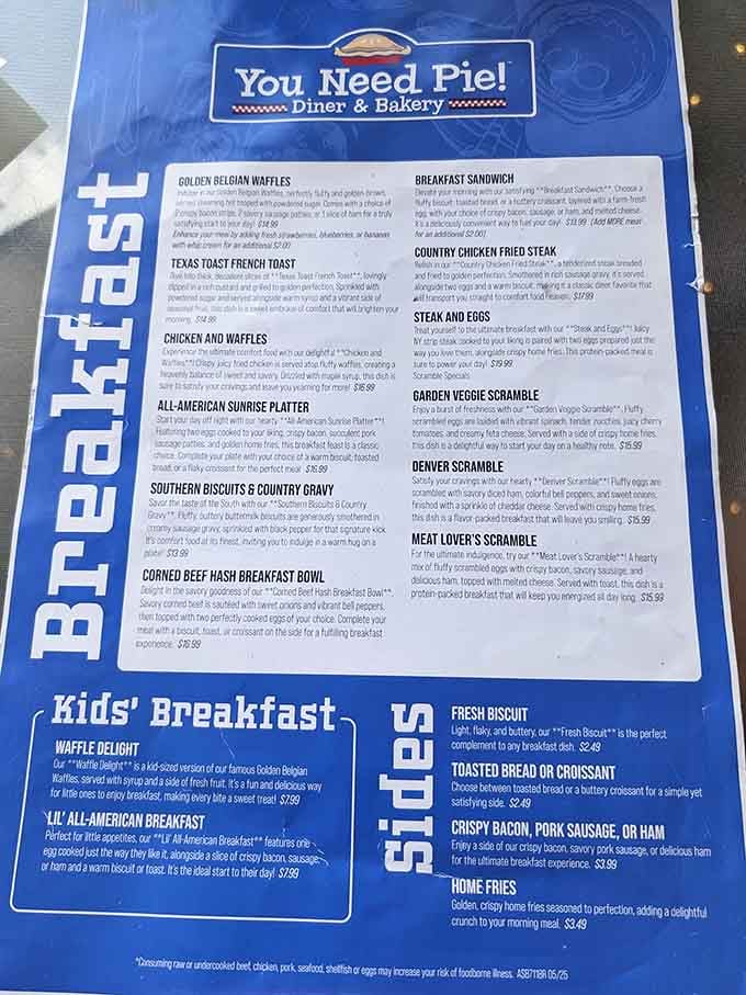 The breakfast menu reads like a greatest hits album, with scrambles and waffles sharing equal billing.