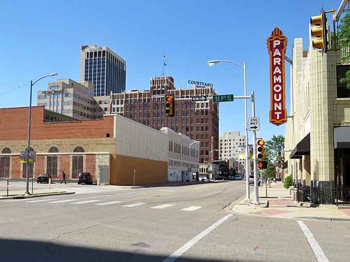 That vintage Paramount sign towers over downtown like a beacon calling you back to simpler times.