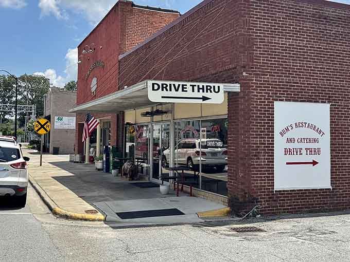 That brick facade and convenient drive-thru window mean you can grab authentic home cooking without leaving your car.