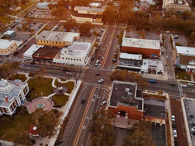 From above, Dade City reveals its grid of history where every block tells a different story.