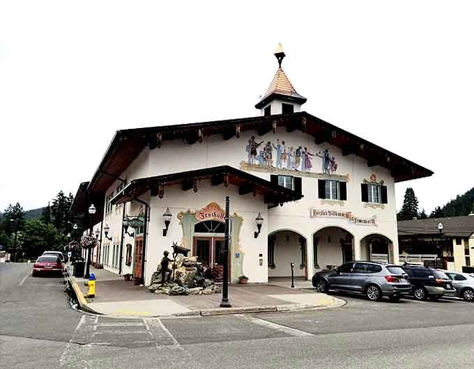 This Bavarian-style building looks like it was airlifted straight from the Alps and landed in Ohio perfectly.