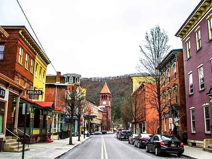 When buildings wear colors this bold, you know the town has serious personality and isn't afraid to show it.