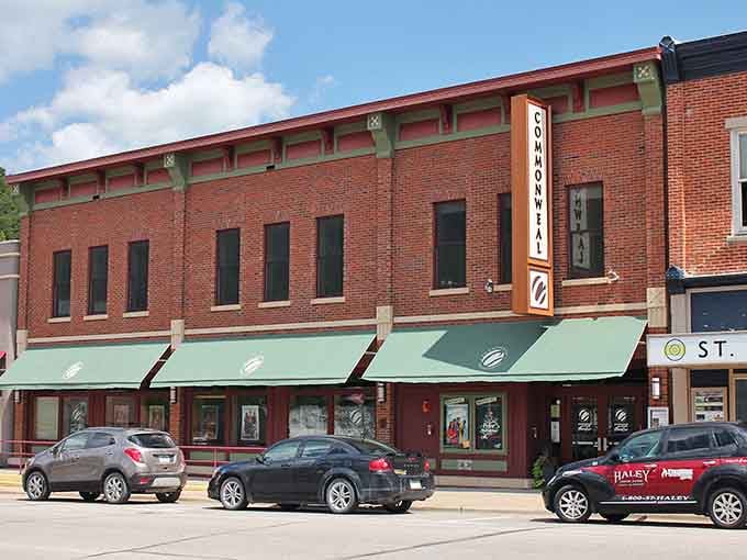 Clean lines and mint-green awnings give this downtown stretch a fresh look while honoring its storied past.