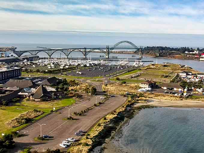 The Yaquina Bay Bridge frames Newport perfectly, proving that sometimes infrastructure can be downright gorgeous.
