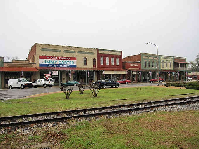 Railroad tracks cut through Plains' downtown where a presidential campaign once changed American history from this humble small-town setting.